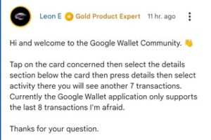 Google Wallet transaction history missing or not showing