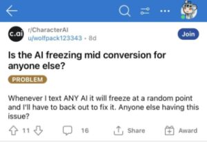 Character.AI private bots freezing or generating only half response