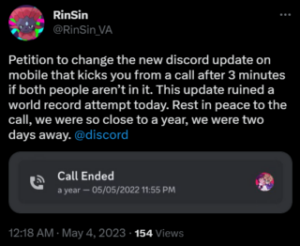 Discord users want toggle for 'call disconnects after 3 minutes'