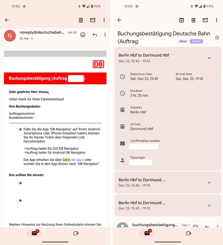 Train details on Pixel 'At a Glance' widget showing up in Germany