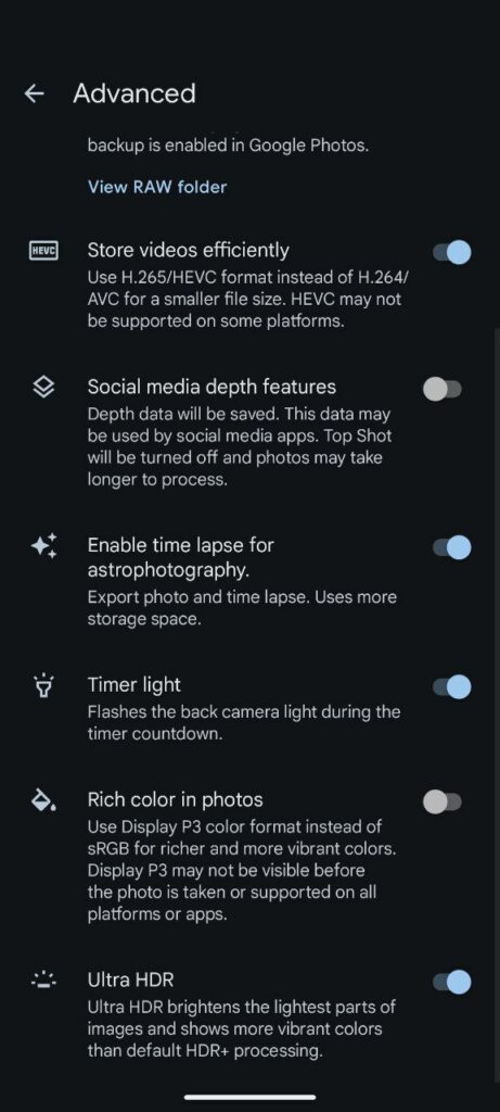 Here's how to enable or disable Ultra HDR in the Pixel Camera app
