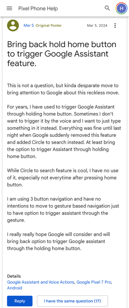 Poll: Should Google restore long-pressing home button to launch Assistant?