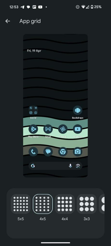 Google Pixel Launcher might offer 5x6 and 6x6 app grid options