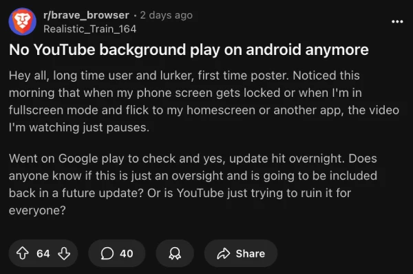 Can’t play YouTube in background on Brave Browser? Try these fixes