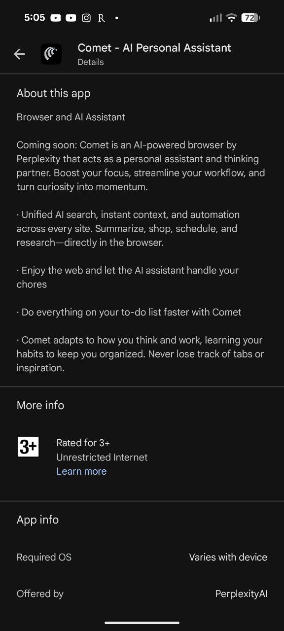 Comet browser download availability imminent for Android users