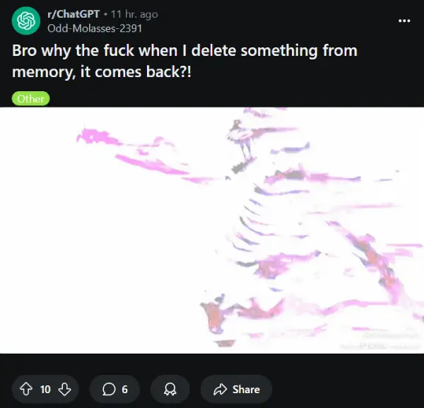 ChatGPT memory glitch leaves entries stuck after users try to remove them