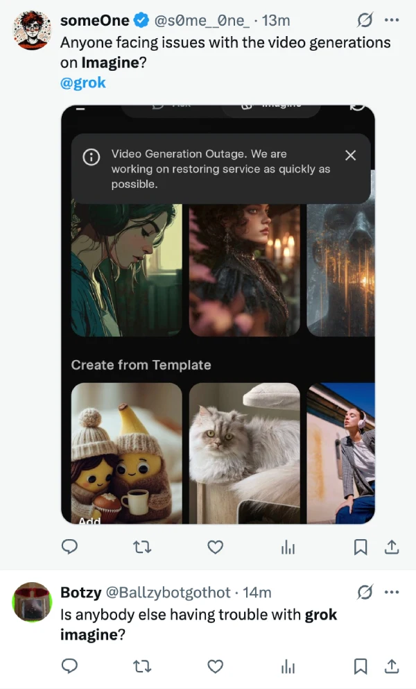 xAI working to fix Grok Imagine video generation outage