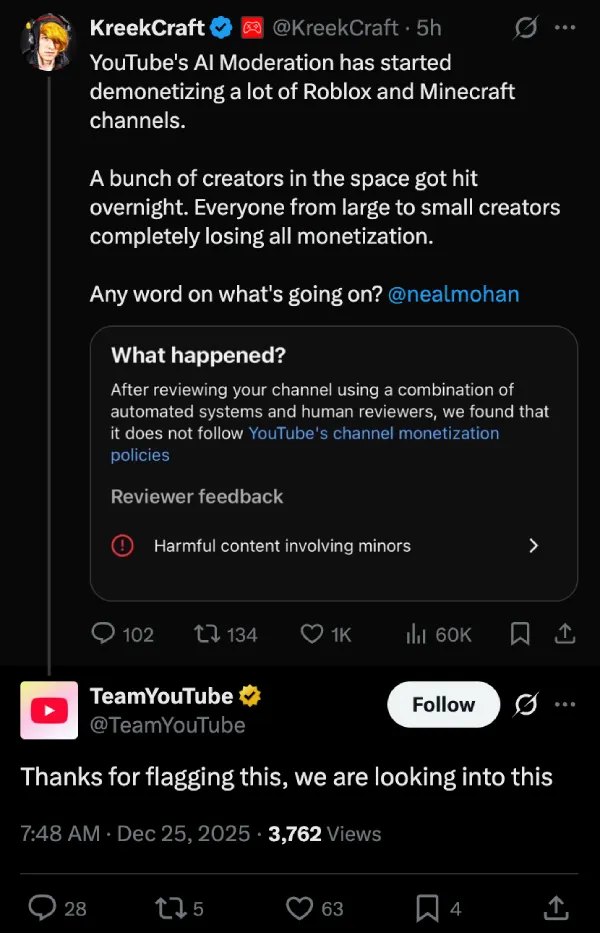 YouTube looking into moderation error that demonitized several ...