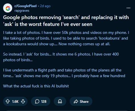 How to turn off the ‘Ask’ button in Google Photos and restore classic search - PiunikaWeb