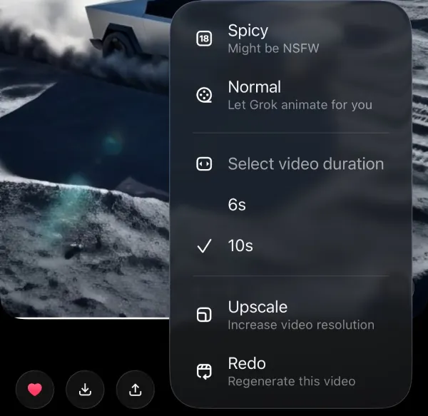 Grok Imagine 10-second video duration option widely rolling out