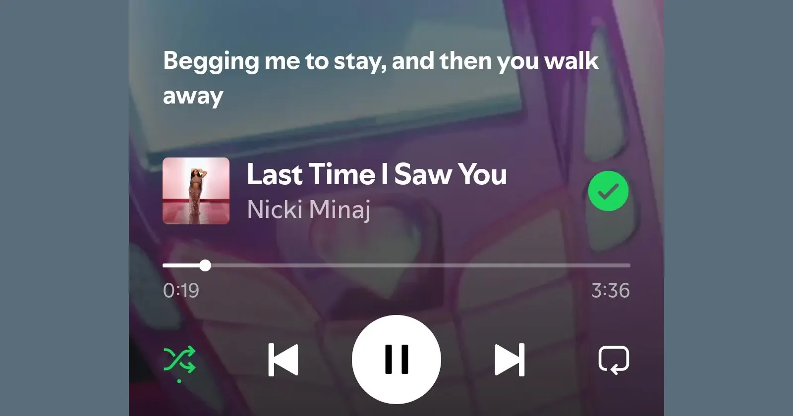 Spotify appears to be testing lyrics directly on the Now Playing screen