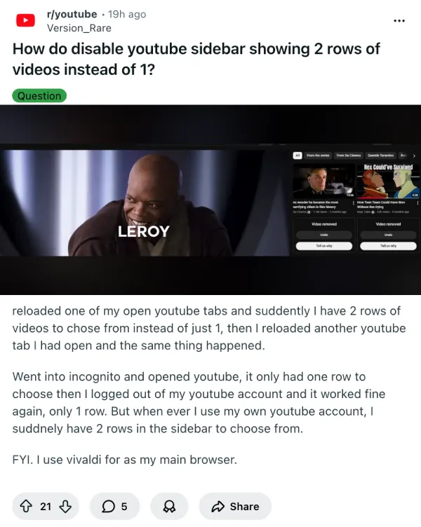 YouTube tests a double-column layout for recommended videos