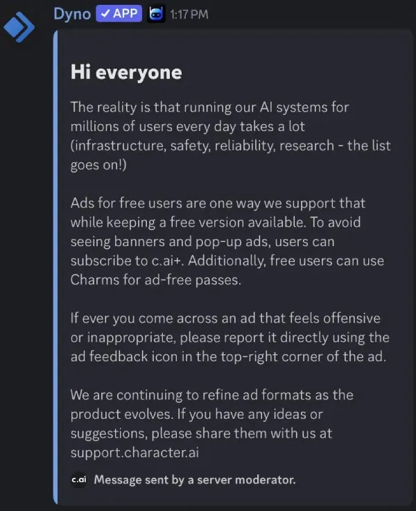 Character AI mid-chat ads look like they are expanding months after ...