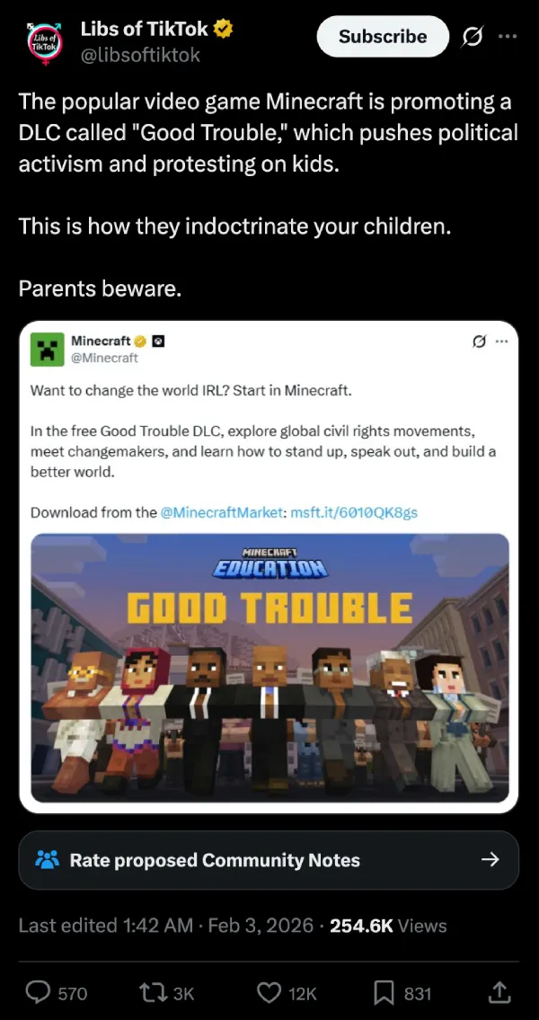 Minecraft pushes Good Trouble DLC and gets slammed as “political ...