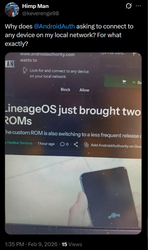 Chrome asking to connect to local network devices: here's why