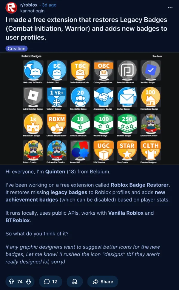 End of an era arrives as Roblox removes system badges from profiles