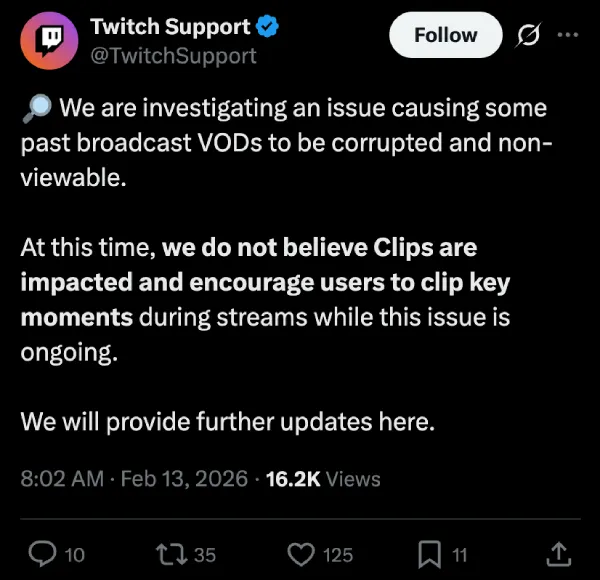 Twitch investigating widespread VOD glitch causing endless end-stream ...