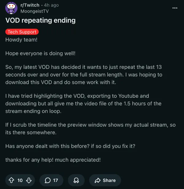 Twitch investigating widespread VOD glitch causing endless end-stream ...
