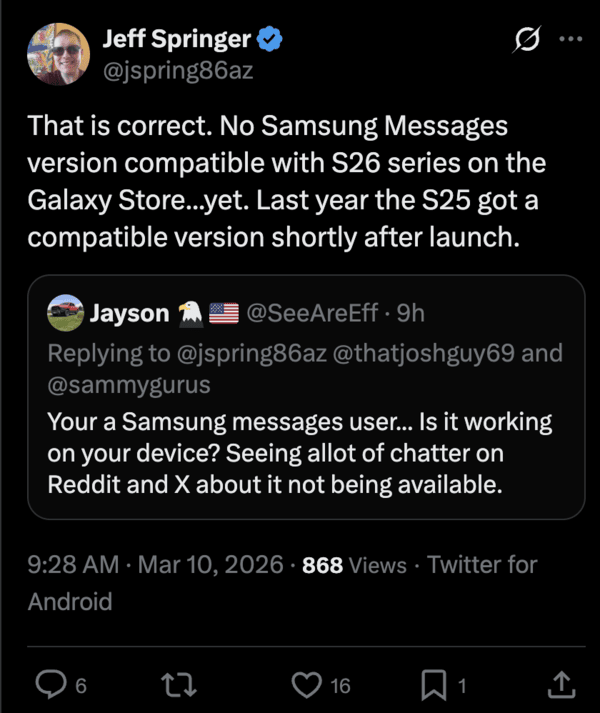 Samsung Messages incompatible or missing on your new S26? Here's why