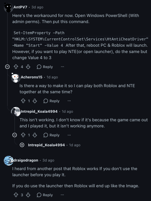NTE causing issues with launching Roblox, workarounds inside
