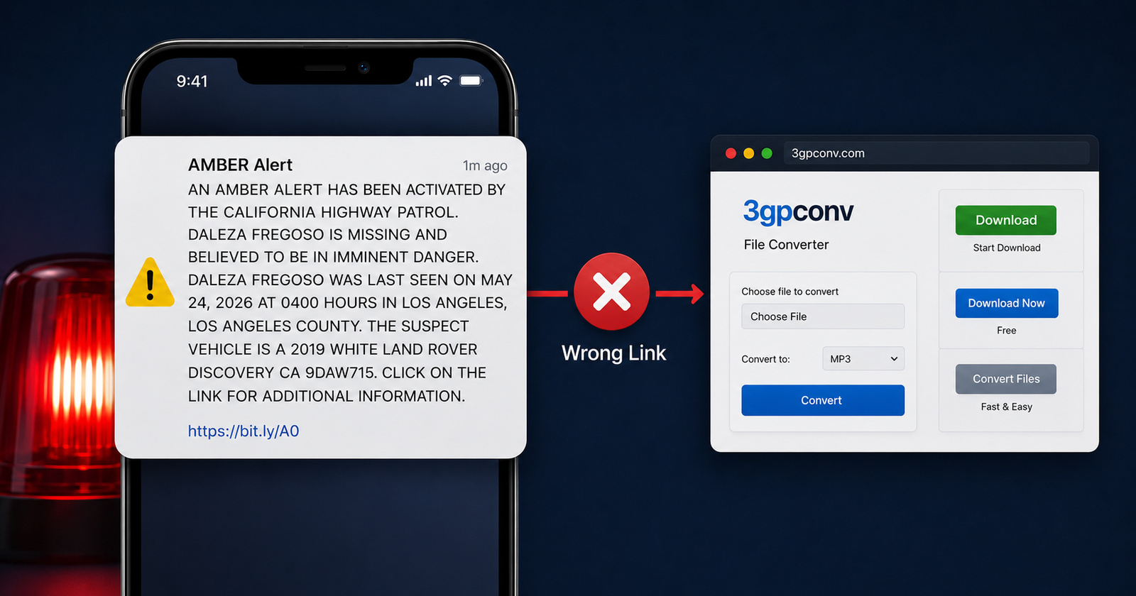 How a broken Amber Alert link triggered a viral virus scare