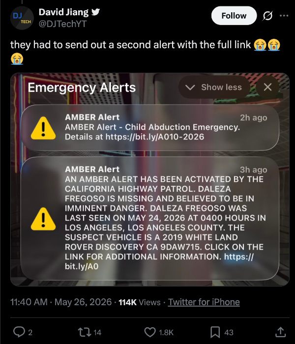How a broken Amber Alert link triggered a viral virus scare