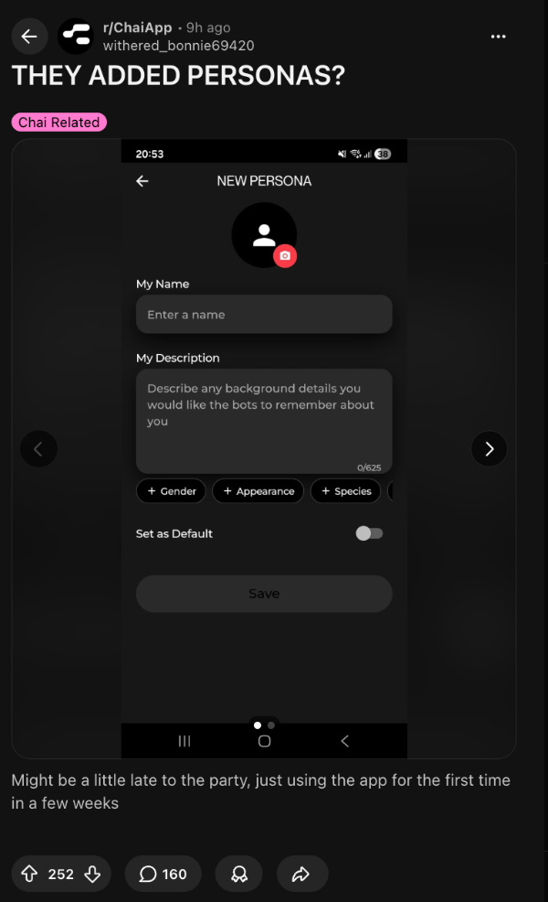 CHAI app finally rolls out long-awaited Personas feature