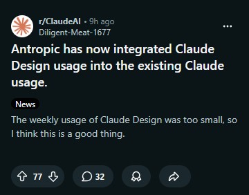 Claude Design merges usage limits with Claude.ai and Claude Code, users ...