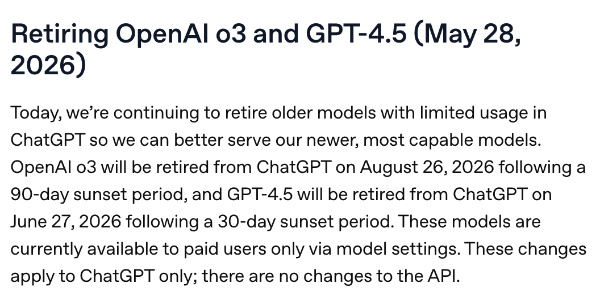 OpenAI to phase out o3 and GPT-4.5 models, sparking backlash