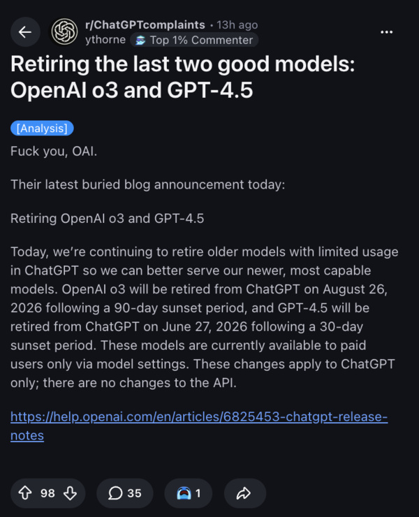 OpenAI to phase out o3 and GPT-4.5 models, sparking backlash