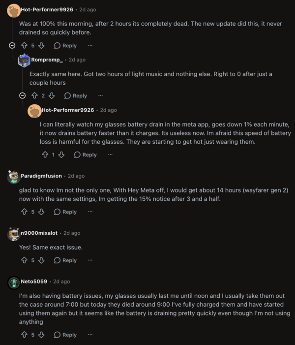 Ray-Ban Meta's v25.0 update plagued by battery drain and AI bugs