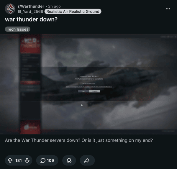 Is War Thunder Down