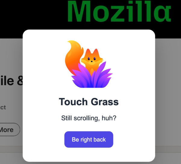 Firefox releases new "Touch Grass" extension