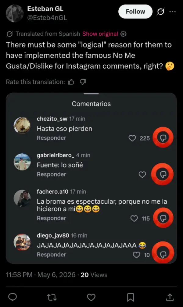 Instagram might be expanding dislike button for comments test to more users