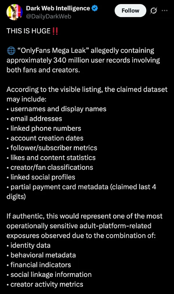 Alleged OnlyFans data leak goes viral, but there’s no proof of a ...