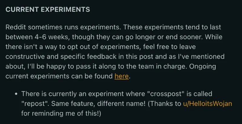 Reddit is officially testing renaming ‘Crossposts’ to ‘Reposts’