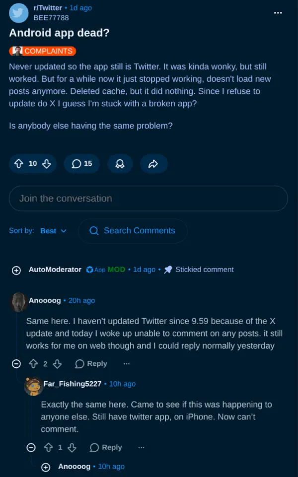 Old Twitter app replies broken as users say X is forcing them to update