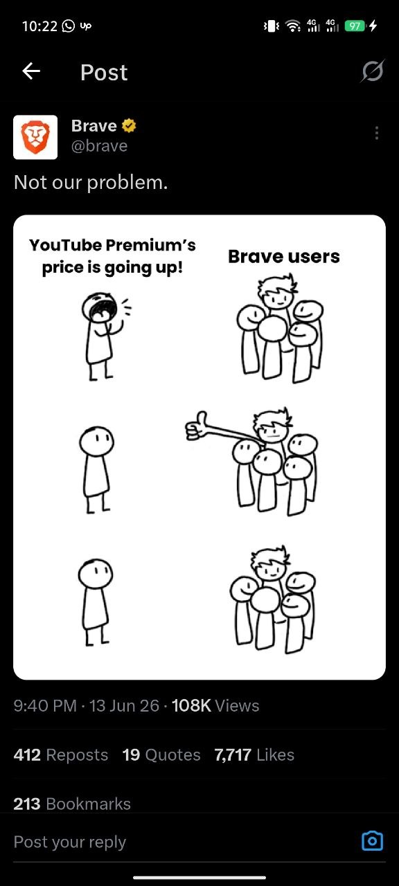 Brave turns YouTube Premium’s latest price hike into a free ad-blocking ...