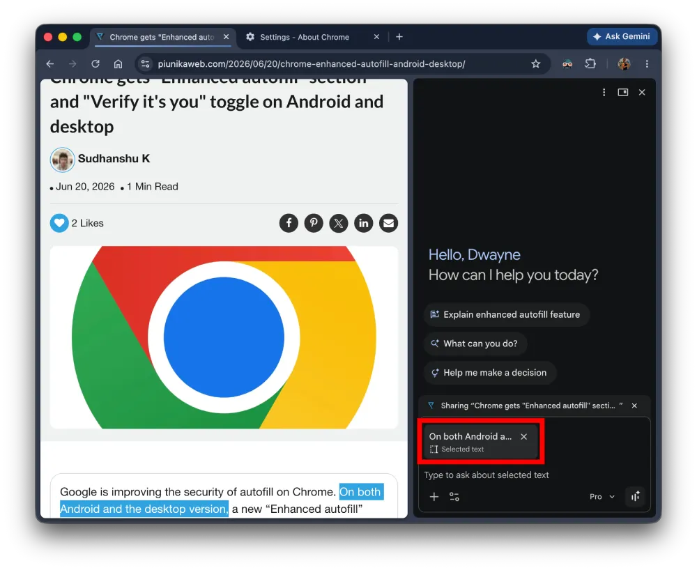 Chrome is testing a quicker way to search highlighted text with Gemini
