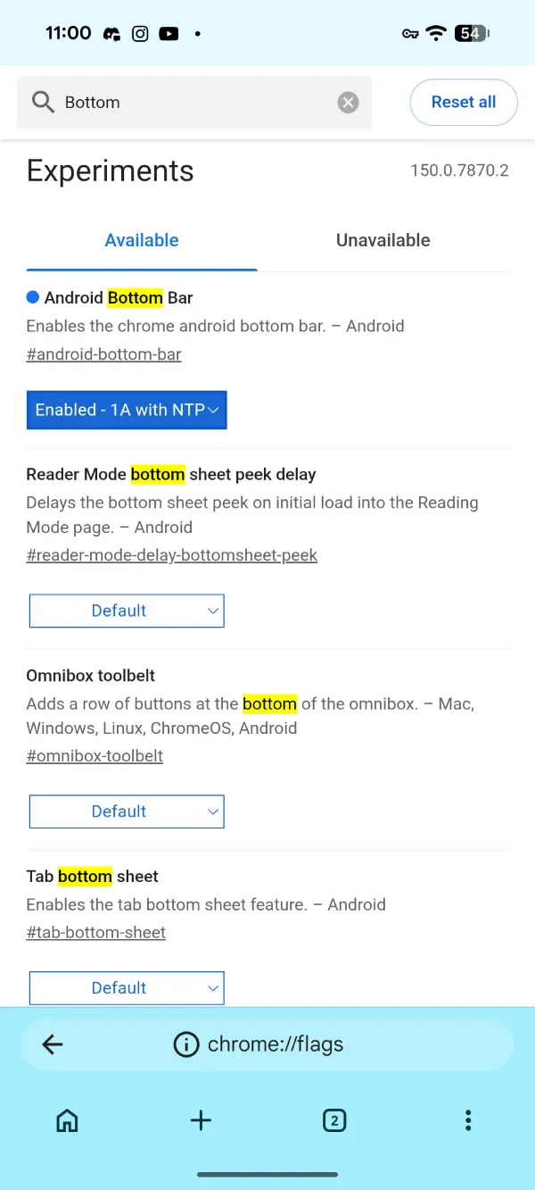 Chrome fixes awkward new tab page layout for bottom address bar