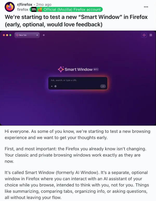 Mozilla's CEO breaks down the Firefox Smart Window, AI kill switch, and ...